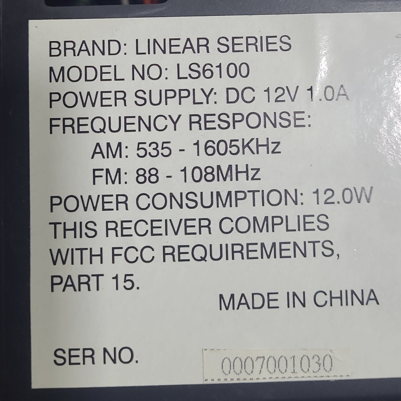 Used Linear Series RV radio LS6100 — RV Part Shop CA