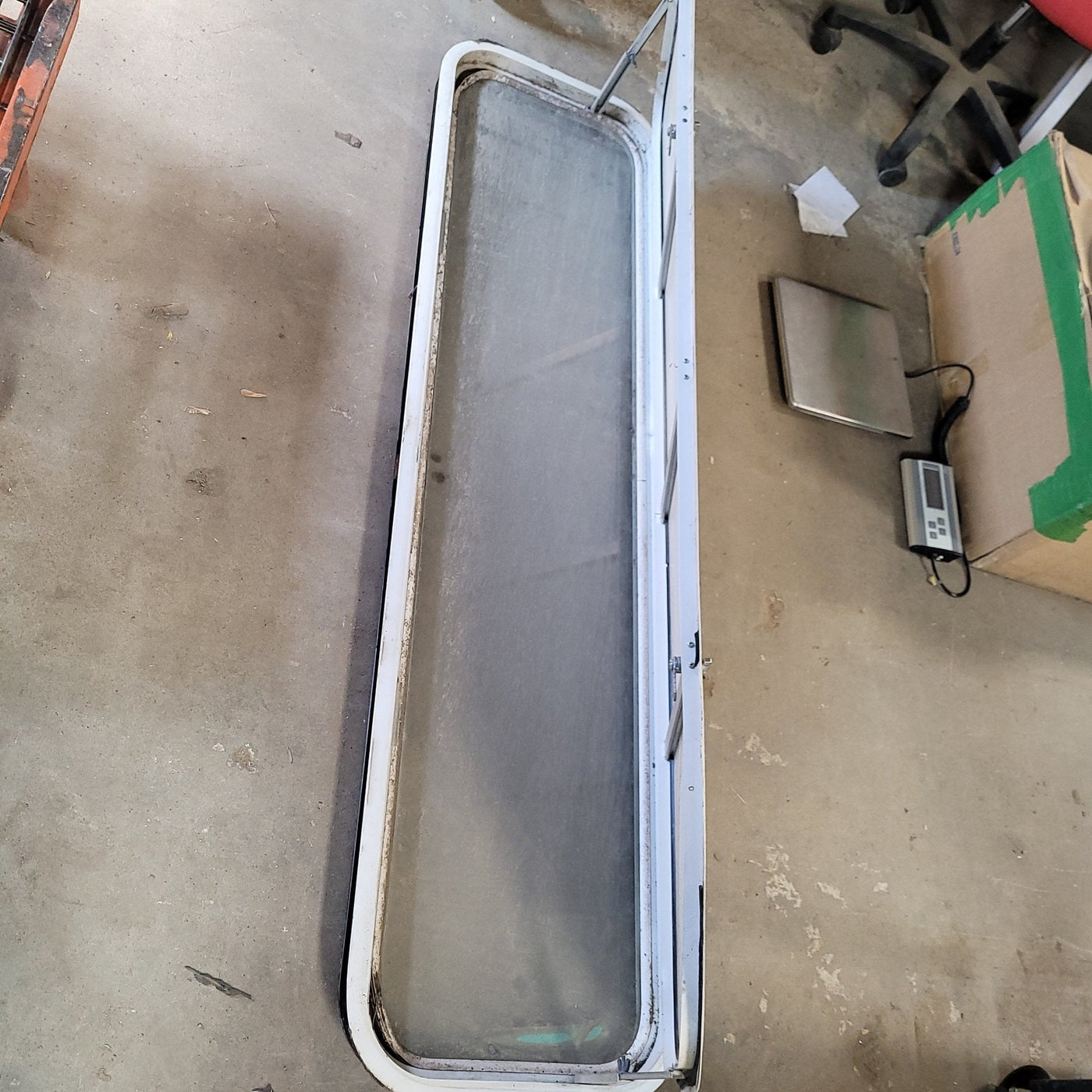 Used White Radius Non-Opening Window With Rock Guard Cover : 60 X 15 X ...